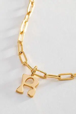 Anthropologie Initial Pendant Paperclip Chain Necklace - R