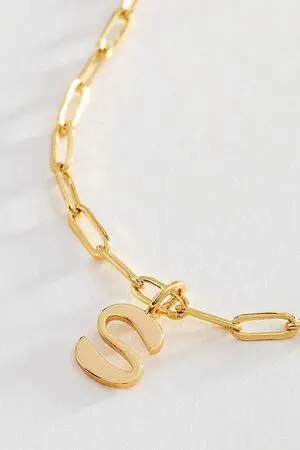 Anthropologie By Anthropologie Initial Pendant Paperclip Chain Necklace S