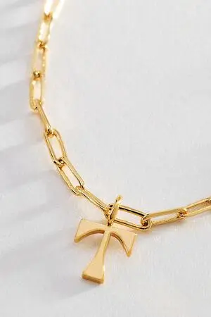 Anthropologie Initial Pendant Paperclip Chain Necklace - T