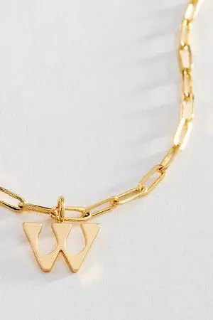 Anthropologie Initial Pendant Paperclip Chain Necklace - W