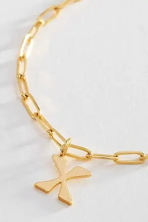 Anthropologie Initial Pendant Paperclip Chain Necklace - X