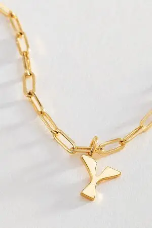 Anthropologie By Anthropologie Initial Pendant Paperclip Chain Necklace Y