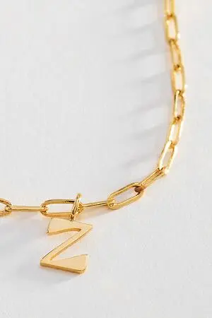 Anthropologie By Anthropologie Initial Pendant Paperclip Chain Necklace Z