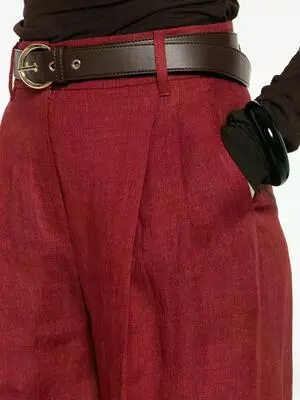 Max Mara Belted Pleated Trousers - Red