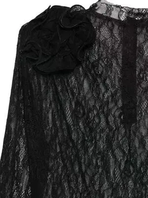 NISSA Lace Floral-appliqué Body - Black