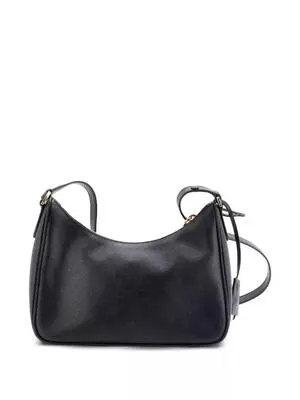 Prada Adjustable Handle Zip Saffiano Leather Mini Hobo Bag - Black
