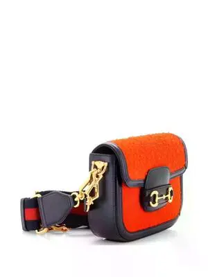 Gucci Horsebit 1955 Wool Mini Shoulder Bag - Red
