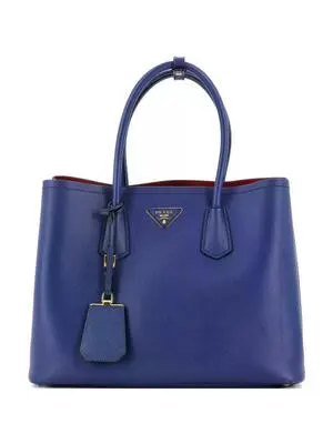 Prada Cuir Double Saffiano Leather Medium Tote Bag - Blue