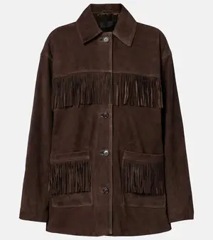 NILI LOTAN Foudre Fringed Suede Jacket - Brown