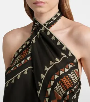 Johanna Ortiz Ancestral Printed Silk Georgette Top - Black