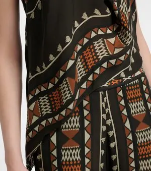 Johanna Ortiz Ancestral Printed Silk Georgette Top - Black