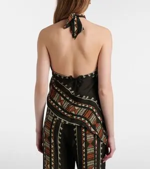 Johanna Ortiz Ancestral Printed Silk Georgette Top - Black