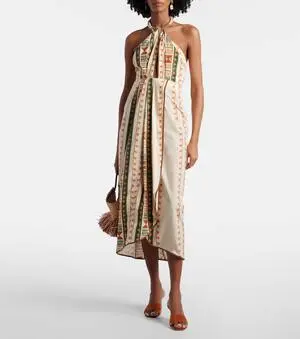 Johanna Ortiz Centro Del Cielo Printed Cotton Midi Dress - Beige