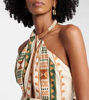 Johanna Ortiz Centro Del Cielo Printed Cotton Midi Dress - Beige