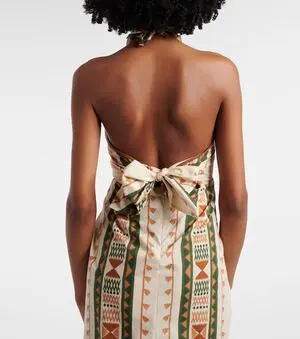 Johanna Ortiz Centro Del Cielo Printed Cotton Midi Dress - Beige