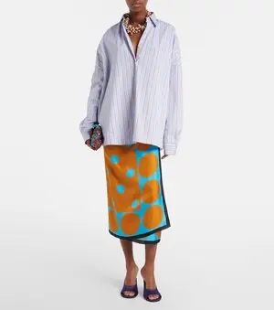 Dries Van Noten Printed Silk Wrap Skirt