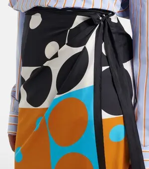 Dries Van Noten Printed Silk Wrap Skirt