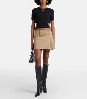 COURREGES Courrèges Logo Cutout Tie-back Crop Top - Black