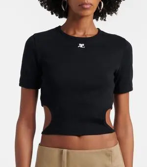 COURREGES Courrèges Logo Cutout Tie-back Crop Top - Black
