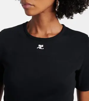 COURREGES Courrèges Logo Cutout Tie-back Crop Top - Black