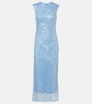 Veronica Beard Kimberly Sequined Midi Dress - Blue