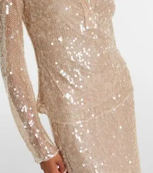 Veronica Beard Meryl Sequined Blouse - Beige