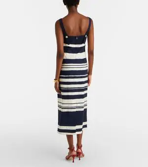 Veronica Beard Ella Striped Linen-blend Midi Dress - Blue