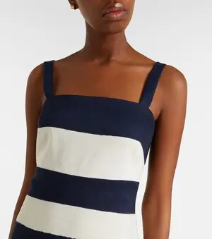 Veronica Beard Ella Striped Linen-blend Midi Dress - Blue