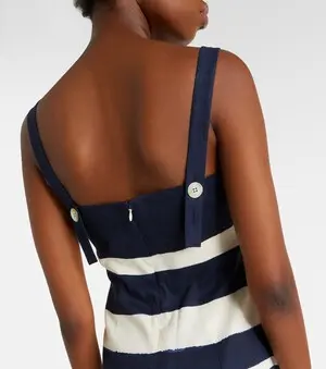 Veronica Beard Ella Striped Linen-blend Midi Dress - Blue
