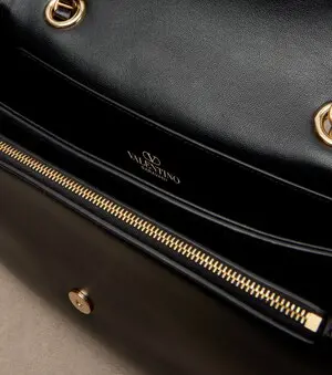 Valentino Garavani Djuna Medium Leather Shoulder Bag - Black