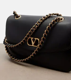 Valentino Garavani Djuna Medium Leather Shoulder Bag - Black