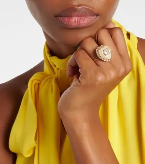 Valentino Garavani Vlogo Faux Pearl-embellished Ring - Gold