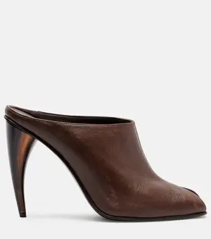 Alexander McQueen Horn Leather Mules - Brown
