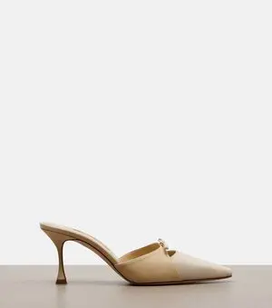 Manolo Blahnik Tapidpla Leather And Suede Mules - Beige