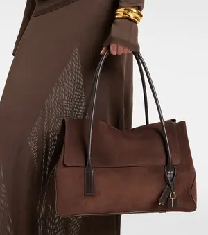 TOM FORD Large Suede Shoulder Bag - Brown