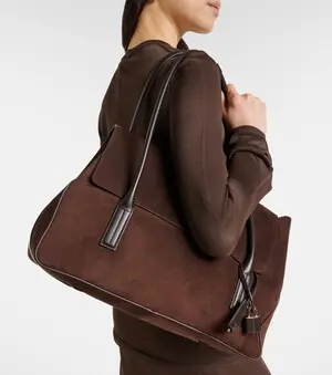 TOM FORD Large Suede Shoulder Bag - Brown