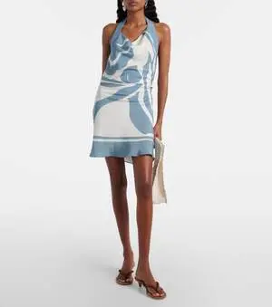 SIR. Lilou Halterneck Silk Minidress - Blue