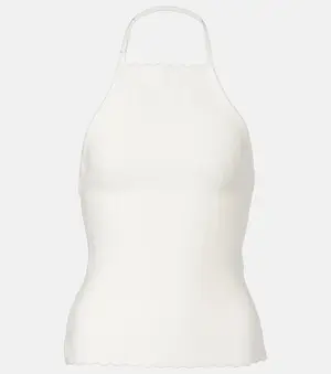 Jacquemus Tablier Knitted Halterneck Top - White