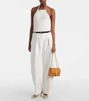 Jacquemus Tablier Knitted Halterneck Top - White