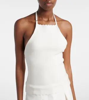 Jacquemus Tablier Knitted Halterneck Top - White
