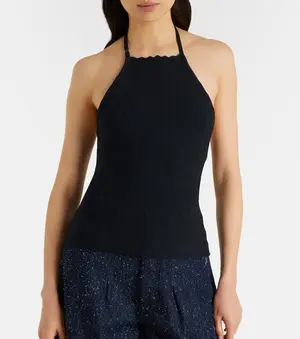 Jacquemus Tablier Knitted Halterneck Top - Blue