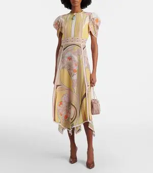La DoubleJ Cherie Floral Silk Midi Dress - Multicoloured