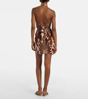 Poupette St Barth Manon Printed Cotton Mini Dress - Brown