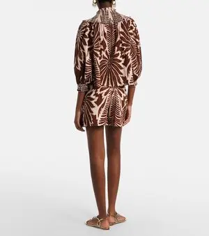 Poupette St Barth Chantal Printed Belted Cotton Shorts