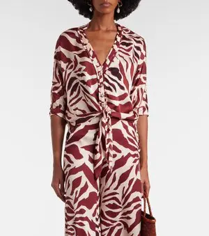 Poupette St Barth Azia Printed Blouse - Brown