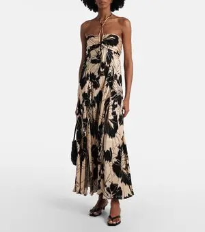 Poupette St Barth Carla Floral Halterneck Maxi Dress - Black