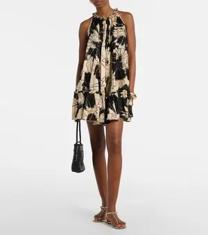 Poupette St Barth Cleo Floral Halterneck Minidress - Black