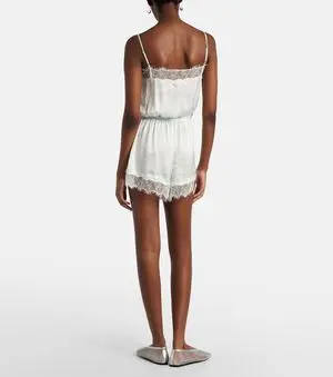 Poupette St Barth Silvia Lace-trimmed Romper - Blue