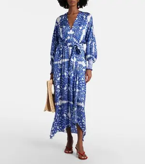 Poupette St Barth Printed Satin Maxi Dress