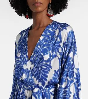 Poupette St Barth Printed Satin Maxi Dress